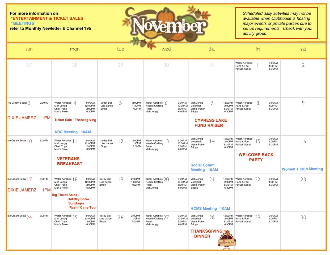 Calendar CH - Heritage Cove